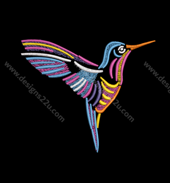 Neon Hummingbird machine embroidery design, for 4x4, 5x7 and 8x8 hoops ...